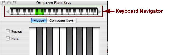 Using the On-screen Piano Keys
