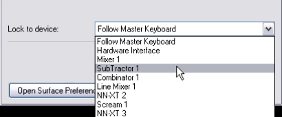 Locking a surface to a device