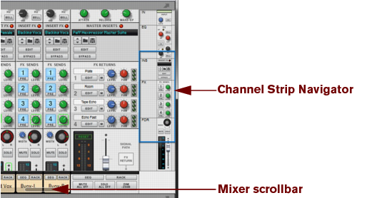 Navigating in the Main Mixer