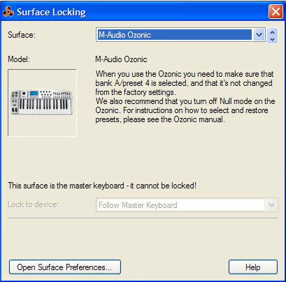 Locking a surface to a device