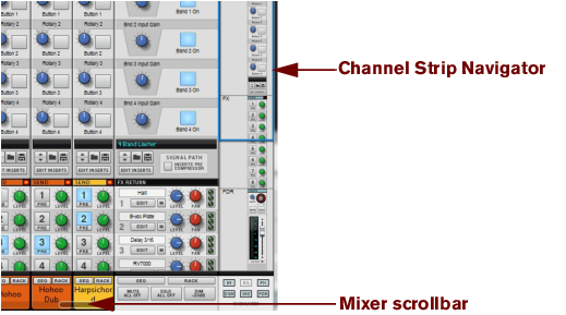 Navigating in the Main Mixer